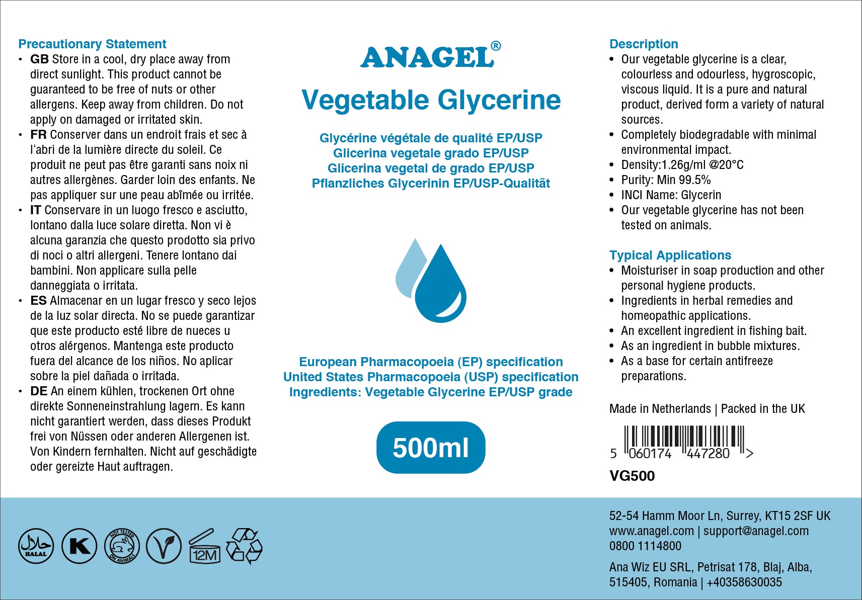 Vegetable Glycerine 500ml – Ana Wiz